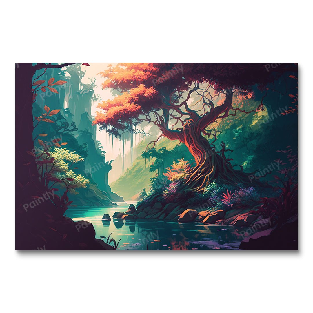 Serene Rainforest Streamscape (Diamond Painting) – Diamond Art Kits ...