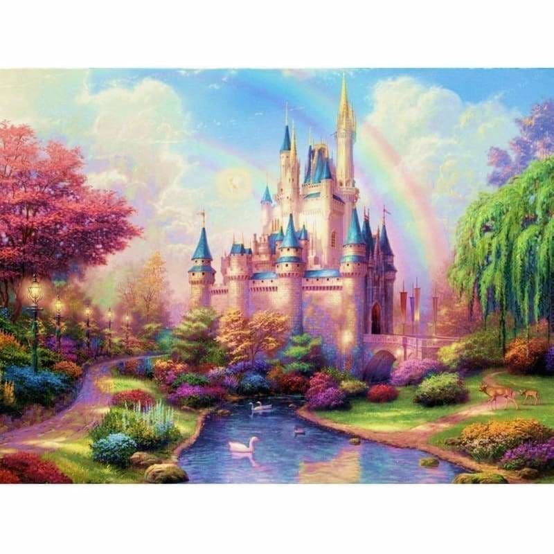 Full Drill - 5D Diamond Painting Kits Rainbow Fantasy Castle in the Fo ...
